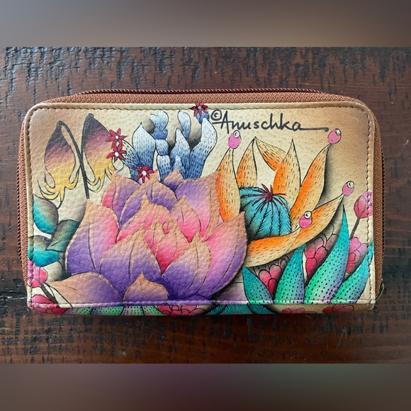 Anuschka | Bags | Anuschka Genuine Leather Hand Painted Desert Sunset ...